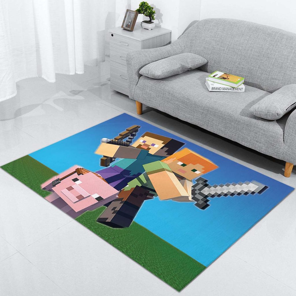 Minecraft Steve mit Pig Game Room Teppich - AMZPODPrints
