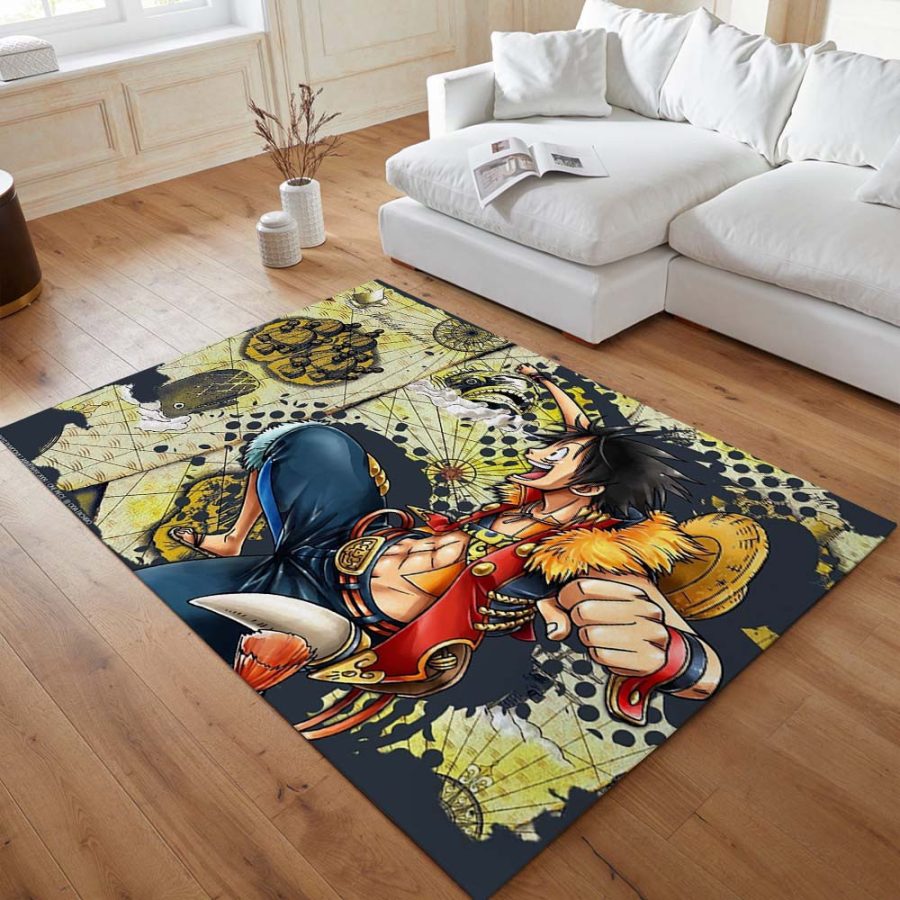 Luffy mit One Piece Map Teppich - AMZPODPrints